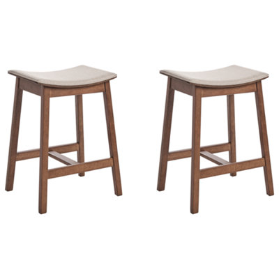 Set of 2 Bar Stools DIXON Wood Beige