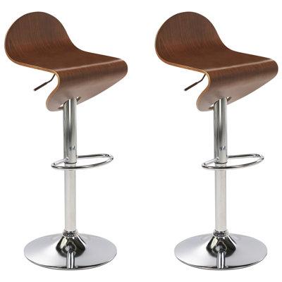 Set of 2 Bar Stools LIVERPOOL Swivel Dark Wood