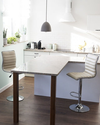 Set of 2 Bar Stools LUCERNE Swivel Light Beige