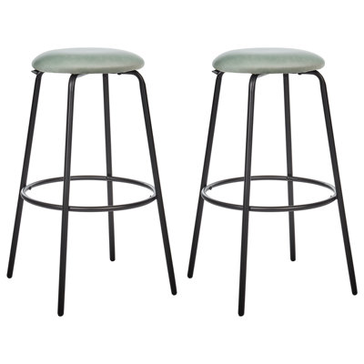 Set of 2 Bar Stools MORTON Velvet Mint Green
