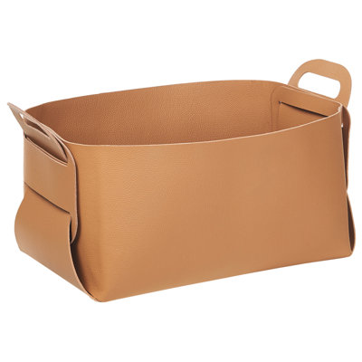 Set of 2 Baskets NUZI Faux Leather Golden Brown