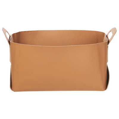 Set of 2 Baskets NUZI Faux Leather Golden Brown