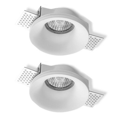 Set of 2 Bianca - White Plaster In GU10 Recessed Downlights