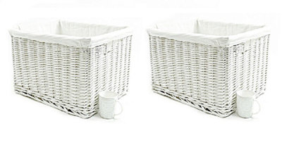 SET OF 2 Big Huge Deep Living Room Fireplace Log Basket Full Wicker ...