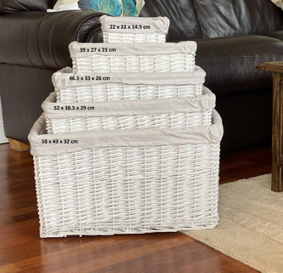 SET OF 2 Big Huge Deep Living Room Fireplace Log Basket Full Wicker ...