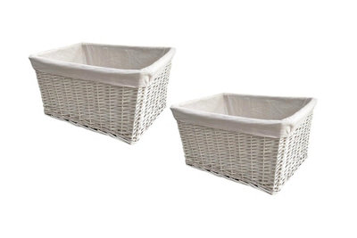 SET OF 2 Big Huge Deep Living Room Fireplace Log Basket Full Wicker ...