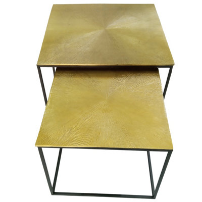 Set of 2 Black & Gold Square Nesting Tables