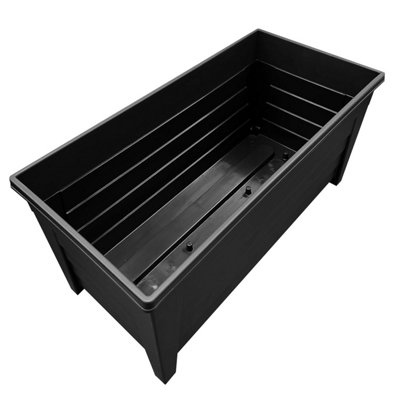 Set Of 2 Black Grosvenor Troughs 55cm Long Flower Planters Ideal For ...
