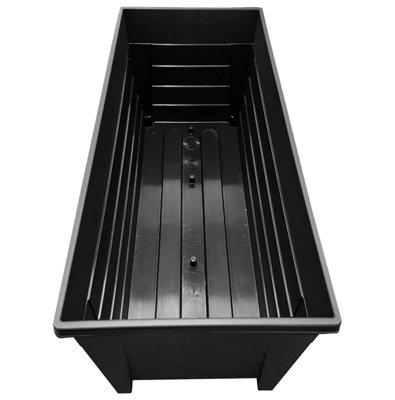 Set Of 2 Black Grosvenor Troughs 55cm Long Flower Planters Ideal For ...
