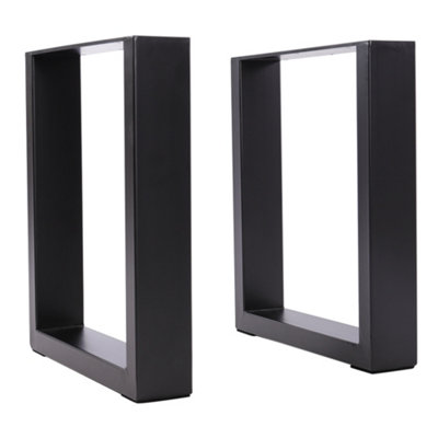 Set of 2 Black Rectangular Metal Furniture Legs Table Legs W 35 cm x H ...