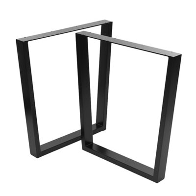 Set of 2 Black Trapezoid Industrial Metal Table Legs Furniture Legs W ...