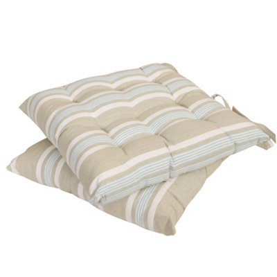 Set of 2 Blue Indoor Dining Chair Seat Pad Cushions (L)40cm x (W)40cm