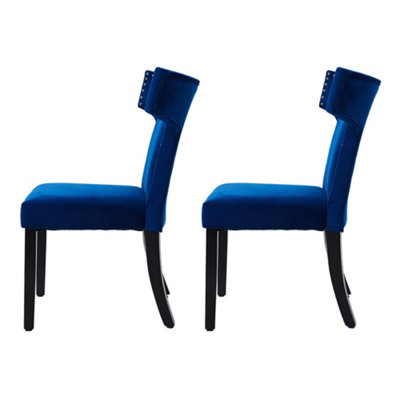 Set of 2 Blue Upholstered Dining Chairs 90cm(H)