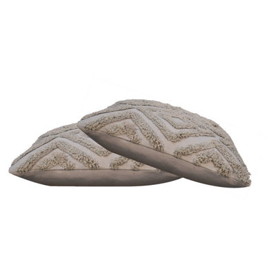 Set of 2 Bologna Grey Mini Diamond Tassel Cushions 450 x 450 x 150 mm