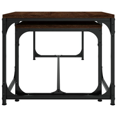 Set of 2 Brown Oak Engineered Wood Coffee Tables