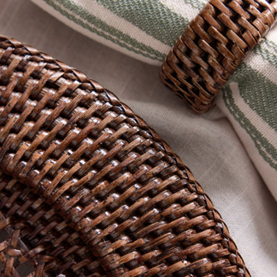 Set of 2 Brown Premium Rattan Charger Plates