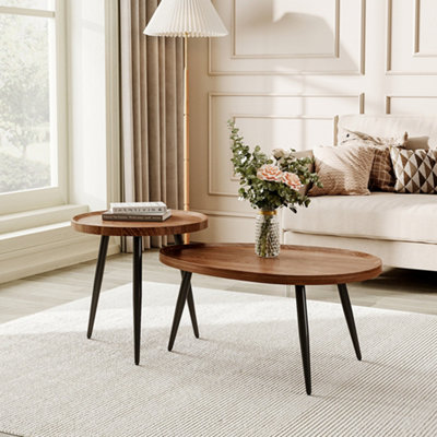 Set of 2 Brown Wood Grain Nesting Coffee Table | DIY at B&Q