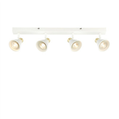Set of 2 Burton - Matt White & Gold Detail 4 Way Ceiling Spotlights