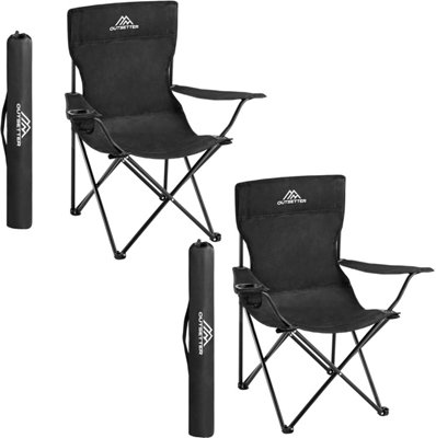 Set of 2 Camping Chairs Lightweight Folding Portable Arm Rest Outdoor ...