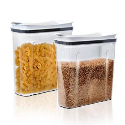 Set of 2 Cereal Storage Containers with Airtight Seal 4L BPA-Free Food ...