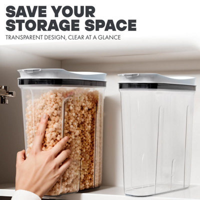Set of 2 Cereal Storage Containers with Airtight Seal 4L BPA-Free Food ...