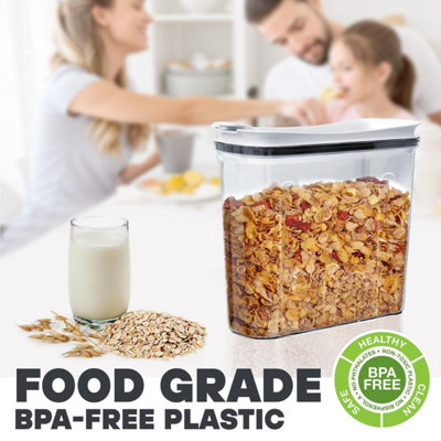 Set of 2 Cereal Storage Containers with Airtight Seal 4L BPA-Free Food ...