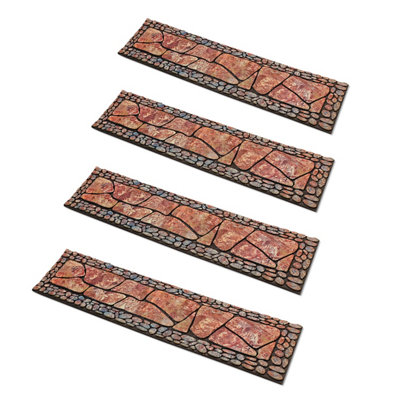 Set of 2 Cobbled Step Mats, Non-Slip Outdoor Stair Treads, Recycled ...