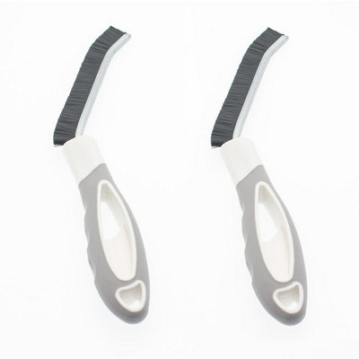 Set of 2 Crevice Cleaning Brushes - Hard-Wearing Bristle Curved Brush ...