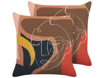 Set of 2 Decorative Cushions HYACINTH 45 x 45 cm Multicolour Abstract ...