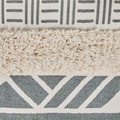Set of 2 Decorative Cushions LAURUS 45 x 45 cm Grey Geometric Pattern