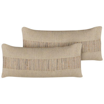 Set of 2 Decorative Cushions LUINA Jute 30 x 70 cm Beige Solid