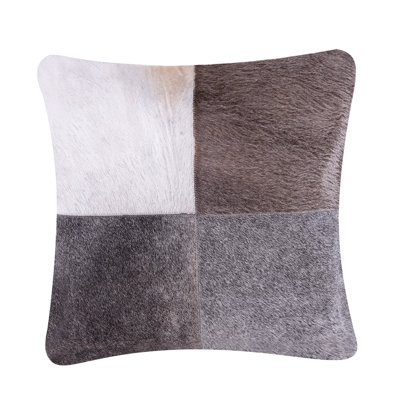 Set of 2 Decorative Cushions NELLAD Leather 45 x 45 cm Grey Patchwork