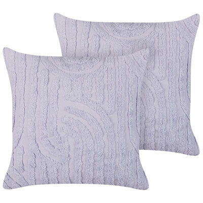 Set of 2 Decorative Cushions TELLIMA Cotton 45 x 45 cm Violet Geometric ...