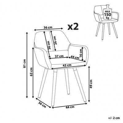 Set of 2 Dining Chairs CHICAGO Mustard