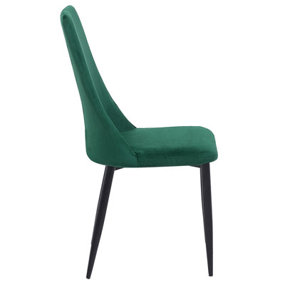Set of 2 Dining Chairs CLAYTON Velvet Emerald Green