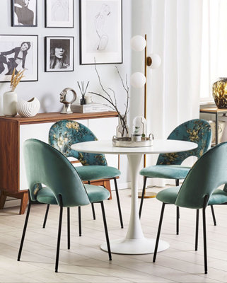 Set of 2 Dining Chairs COVELO Velvet Mint Green