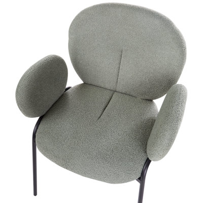 Set of 2 Dining Chairs ELY Boucle Light Green