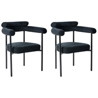 Set of 2 Dining Chairs LYNEY Fabric Black