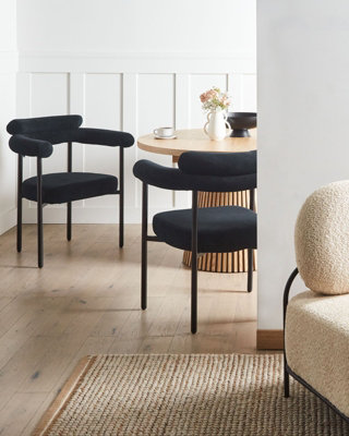 Set of 2 Dining Chairs LYNEY Fabric Black