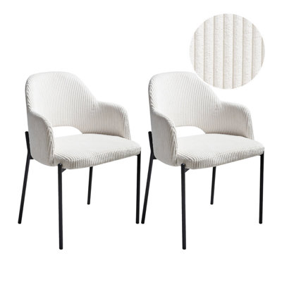 Set of 2 Dining Chairs RATON Corduroy Off-White