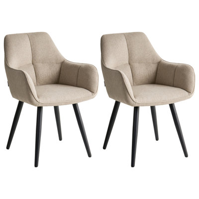 Set of 2 Dining Chairs TIRANO Faux Linen Beige
