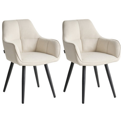Set of 2 Dining Chairs TIRANO Faux Linen Light Beige