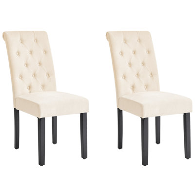 Set of 2 Dining Chairs VELVA Fabric Light Beige