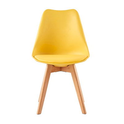 Set of 2 Dining Chairs with Solid Wooden Legs and Seat Cushion Pad ...