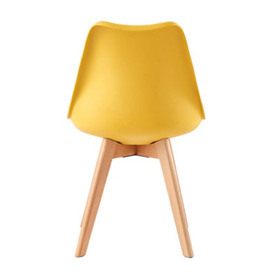 Set of 2 Dining Chairs with Solid Wooden Legs and Seat Cushion Pad ...