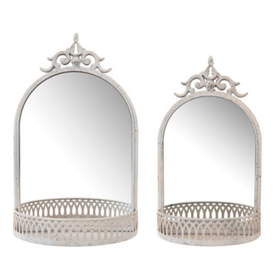 Set of 2 Distressed Effect Vintage Style White Indoor Outdoor Wall ...