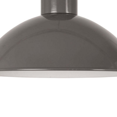 Set of 2 Domed - Grey Easy Fit Metal Pendant Shades