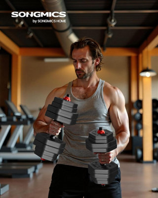 Set of 2 Dumbbell Sets, 30 kg Weights Each with Connecting Bar, Hexagon ...