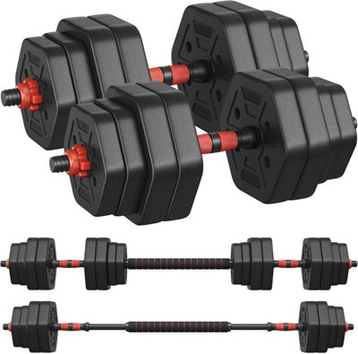 Set of 2 Dumbbell Sets, 30 kg Weights Each with Connecting Bar, Hexagon ...