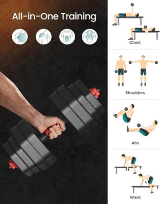 Set of 2 Dumbbell Sets, 30 kg Weights Each with Connecting Bar, Hexagon ...